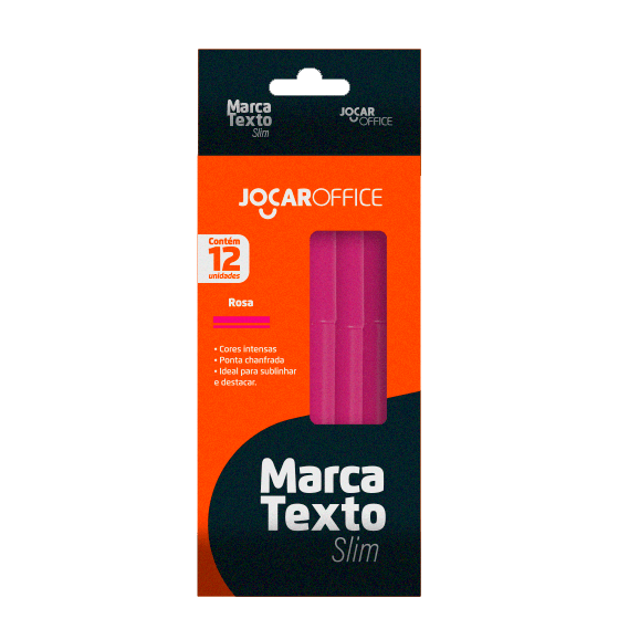 MARCA TEXTO SLIM ROSA CX/12 UNDS JOCAR OFFICE