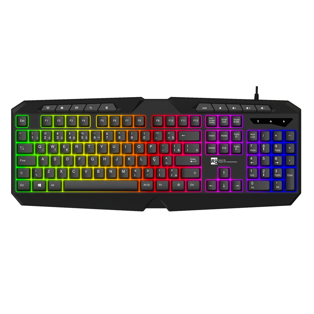 TECLADO GAMER LETRON 104 TECLAS COM RBG, ERGONOMICO, MODELO ABNT X-BLACK