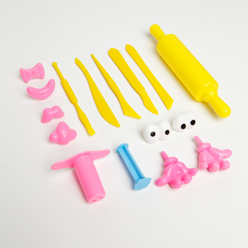 Kit Massa De Modelar Joy Maleta - 8 Cores Mais 15 Moldes Leoeleo