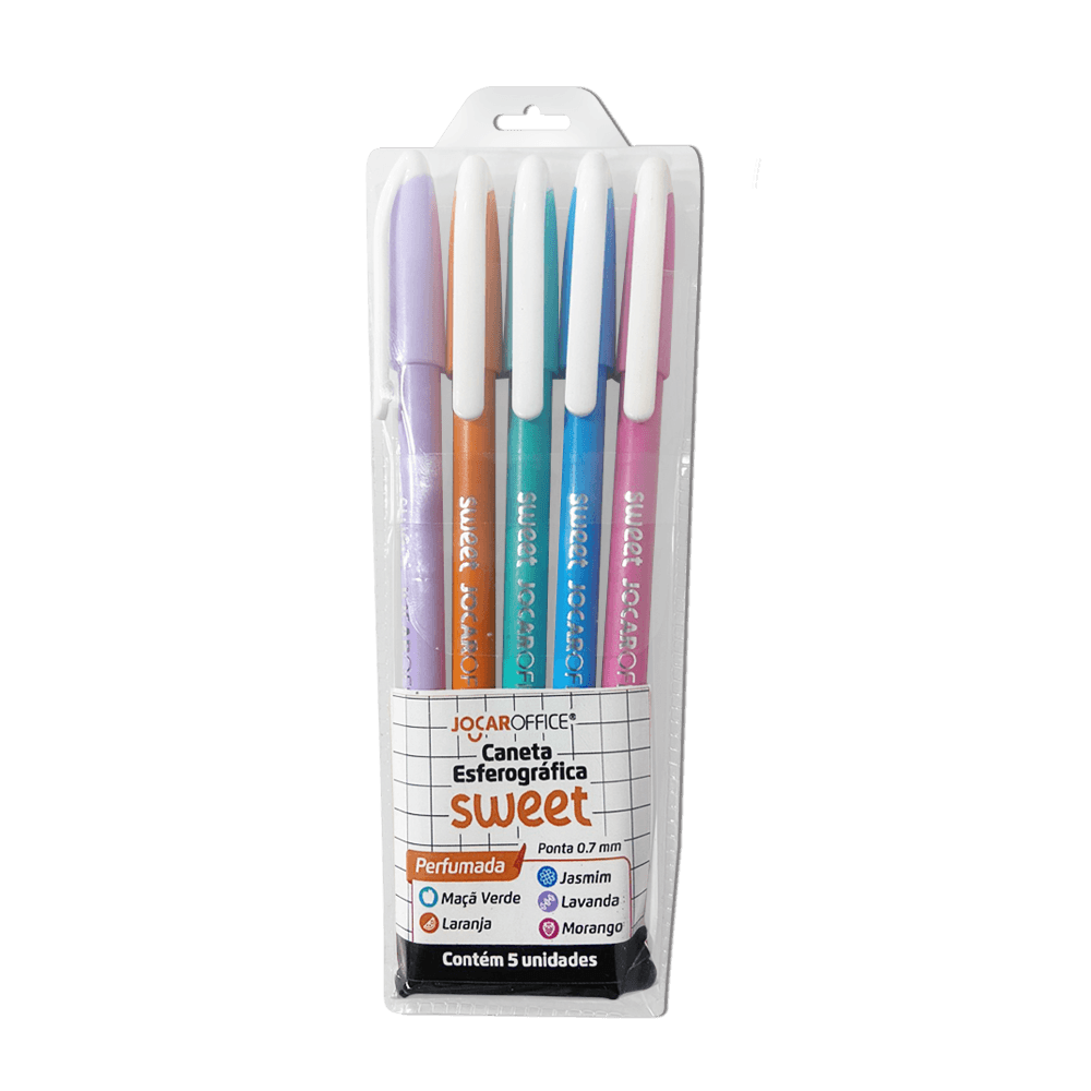Caneta Esf. Perfumada Sweet Ponta 0.7 - Estojo C/ 5 Und Jocar Office